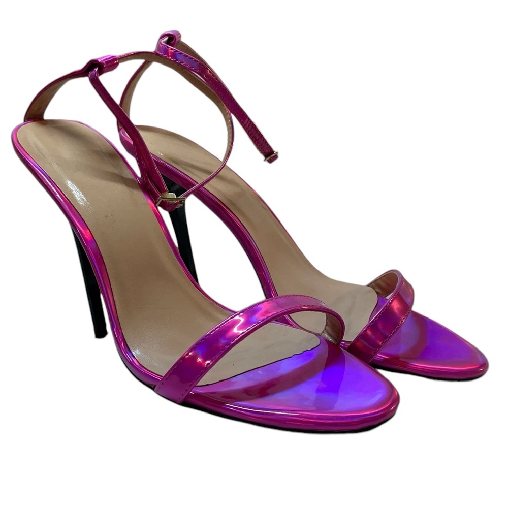 Iridescent Hot Pink Strappy High Heels Shoes Fuschia … - Gem